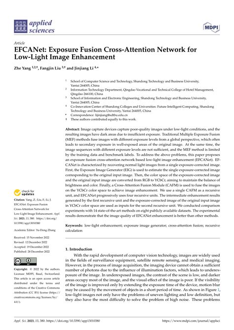 Pdf Efcanet Exposure Fusion Cross Attention Network For Low Light