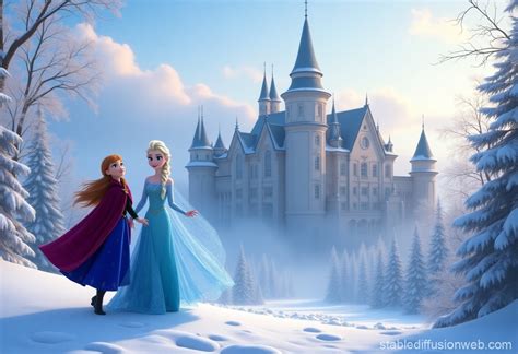 Elsa And Anna From The Movie Frozen Who Are Standing In Front Of Their