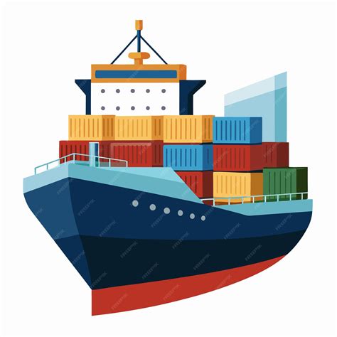 Front Container Ship Vector Design Maritime Cargo Vessel Illustration