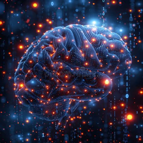 neural binary fusion digital intellect realm stock illustration