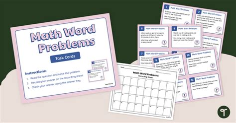 2nd Grade Math Word Problems Task Cards Teach Starter
