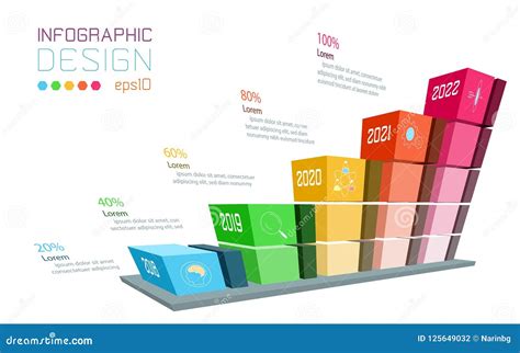 Business Infographic On Three Dimensional Graph Bar Stock Vector