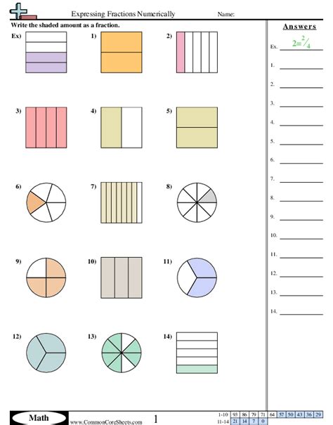 Fraction Worksheets Free Commoncoresheets Worksheets Library