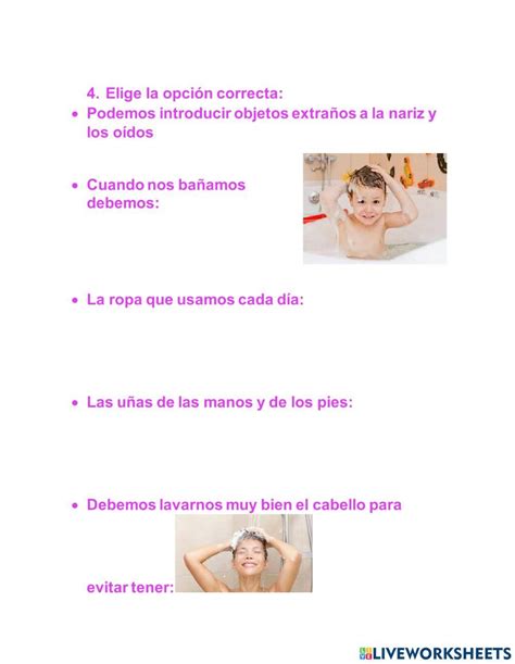 Higiene Personal Activity For Cuarto De Primaria Live Worksheets