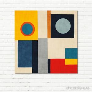 Geometric Colorful Square Wall Art Print Modern Bauhaus Style Artwork
