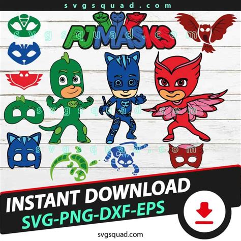 Pj Masks Svg Cricut Cut File Set Of 13 File With Catboy Gekko And Owlette