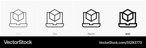 D Modeling Icon Thin Light Regular And Bold Style Vector Image