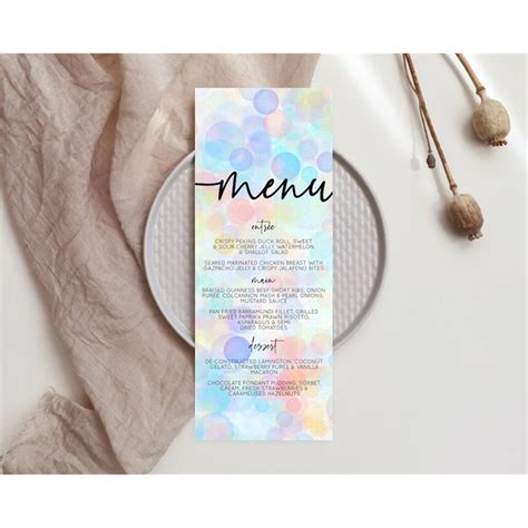 Pastel Menu Bubbles Menu Template Bubble Bath Table Decor Ra Inspire