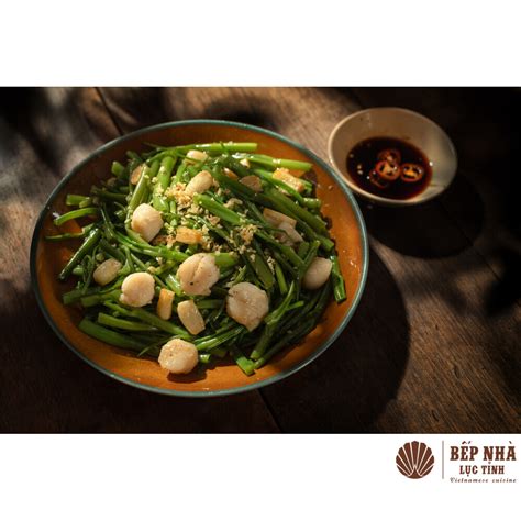 Vietnamese Stir Fried Scallops With Greens Bếp Nhà Lục Tỉnh