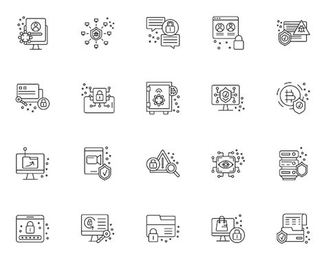 Premium Vector Simple Set Of Cyber Security Related Icons In Line Style
