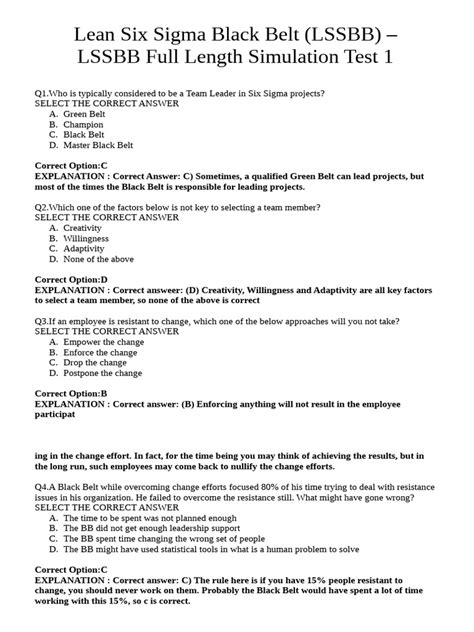 Lssbb Simulation Test Insights Pdf Regression Analysis Errors And