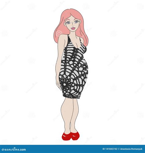 Plump Girl Vector In Dress Big Breasts Stock Vector Illustration Of Implant Breast 141843742