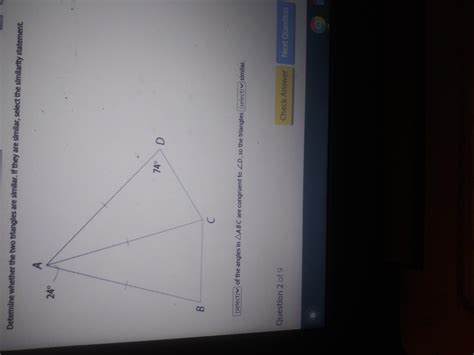 determine whether the two triangles are simllar if they are similar select the simllarity