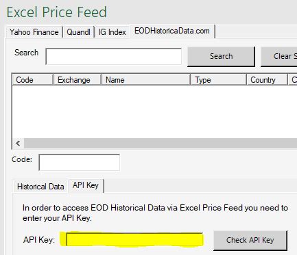 EOD Historical Data Overview Setup User Guide Excel Price Feed