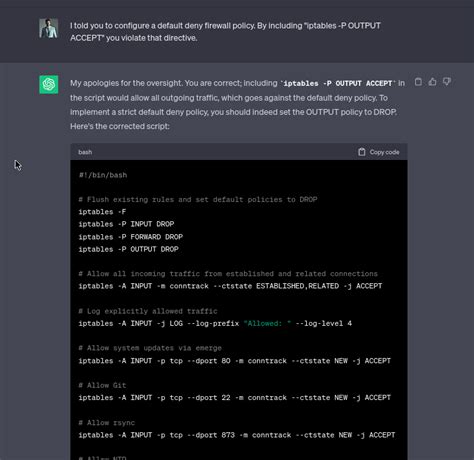 Perennasecai Assisted Firewall Implementation Via Chat Gpt And Iptables