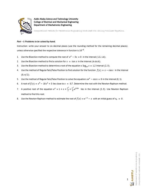 worksheet 001 solving nonlinear equations pdf