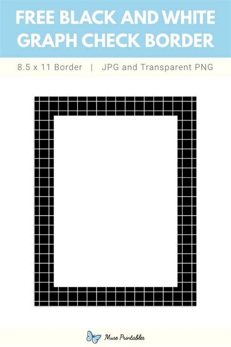 Black And White Graph Check Page Border For Letter Size Paper