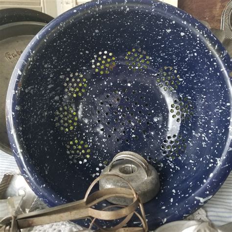 Cobalt Blue Enamelware Colander Etsy