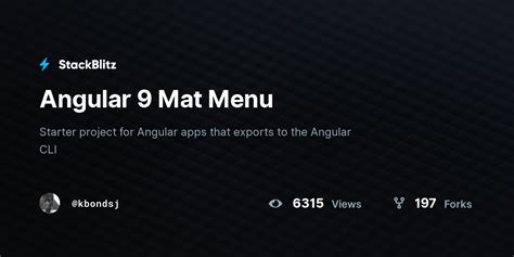 Angular 9 Mat Menu Stackblitz