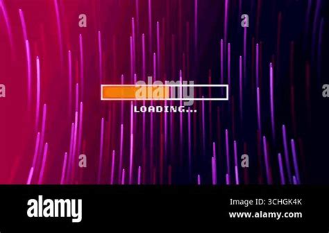 Filling Loading Bar With Orange Fill In Neon Backdrop With Cursor Clicking Break Glitching