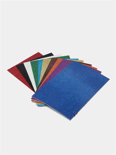 Yaltiroq Zarli Rangli Qogoz Purpurina Eva 20 30 Sm A4 10 Donani