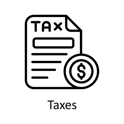 Taxes Vector Outline Icon Design Illustration Taxes Symbol On White