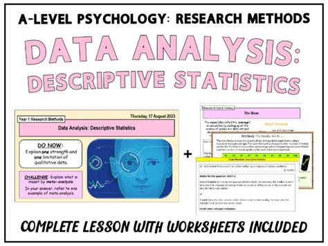 A Level Psychology Kinds Of Data Descriptive Statistics [year 1 Research Methods] Teaching