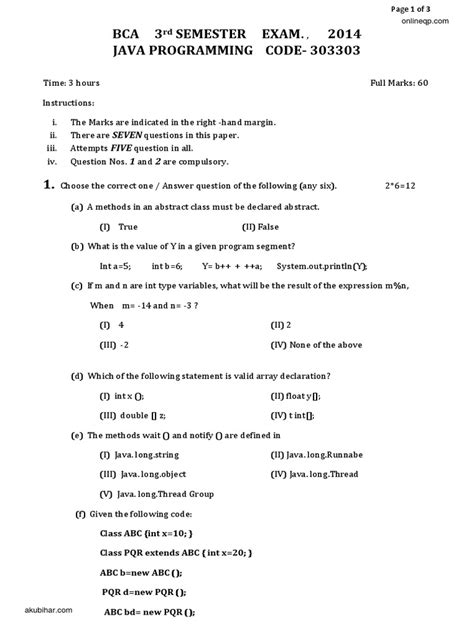 Aku Bca 3 Sem 303303 Java Programming 2014 Pdf Inheritance Object Oriented Programming