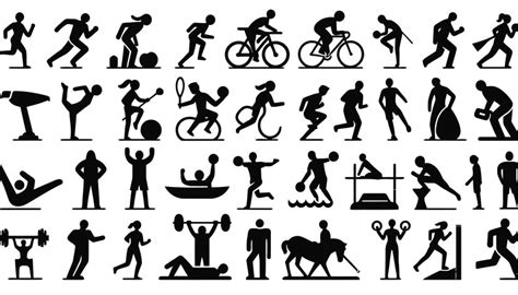 Premium Vector Various Poses Of Sports Activities In Black And White