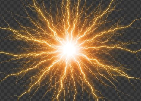 Exploding Energy Burst Electric Shock Plasma Lightning Isolated On A