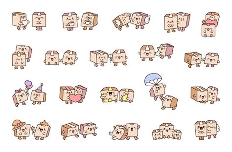 Premium Vector Cute Couple Of Delivery Boxes Parcel Character