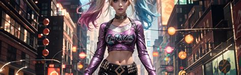 Download Wallpaper City Girl Harley Quinn Ai Art Section Ai Art In