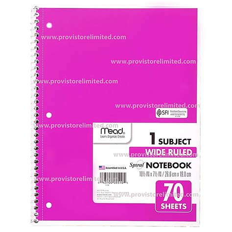 Notebook Spiral Pink Provistore Limited