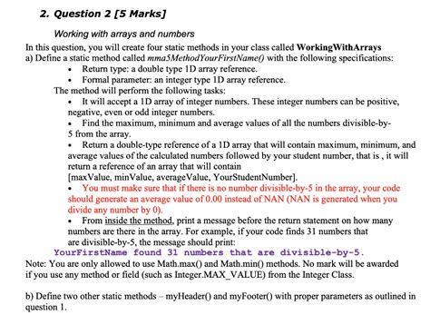 Solved Working With Arrays And Numbers In This Question You