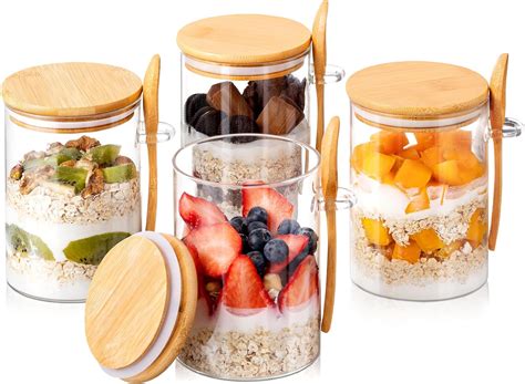 Vorey 4 Pack Overnight Oats Containers With Lids 16 Oz Overnight Oats