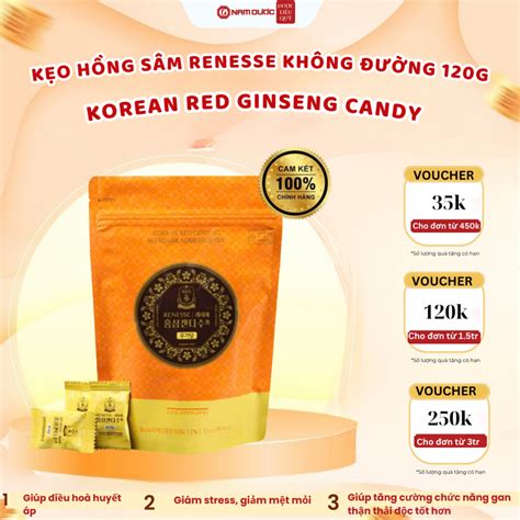 Renesse Red Ginseng Candy No Sugar Korean Red Ginseng Candy 120g Tpbvsk Loc Nhung Nam Duoc