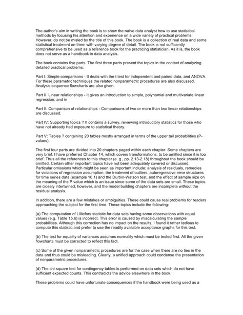 Pdf Statistical Data Analysis Handbook