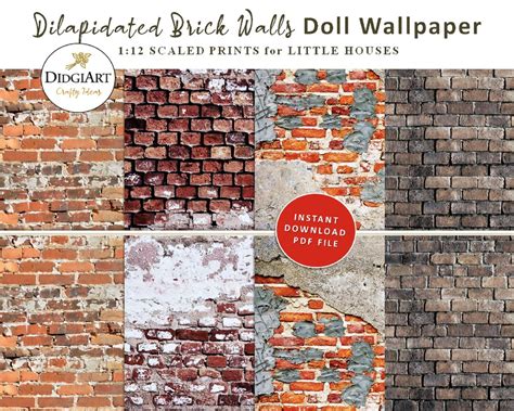Dollhouse Brick Wallpapers For Model Homes Old Grunge Brick Walls 1