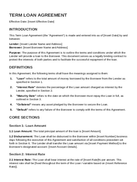Term Loan Agreement Template Fill Out And Sign Online Dochub