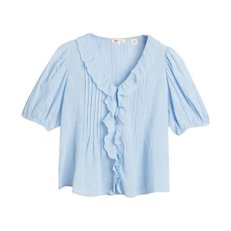 리바이스 우먼 지젤 러플 블라우스 블루 Levis Kream
