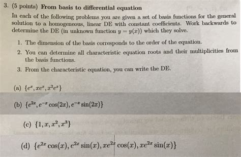 Solved From Basis To Differential Equation In Each Of Chegg