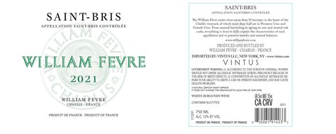 William Fèvre Saint Bris 2021 Label