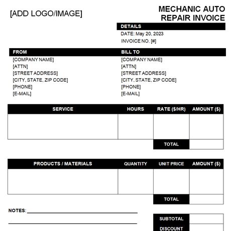 15 Free Auto Repair Invoice Templates [word And Excel]