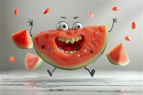Funny Watermelon Character 3d Illustration Stock Illustration
