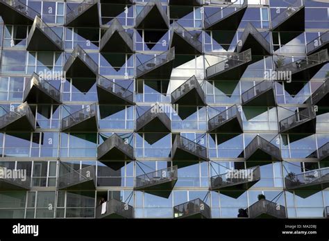 Glass Facade Of Vm House With Triangular Balconies In Copenhagen