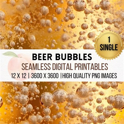 Beer Bubbles Printable Pattern Seamless Design Background Digital Paper Art Print