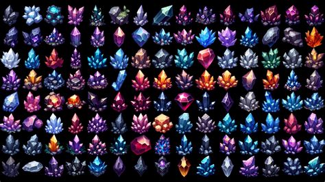 Pack 42 Crystals And Minerals 1200 Sprites By Fortressside