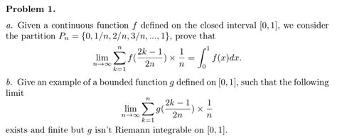 Solved Problem 1 A Given A Continuous Function F Defined