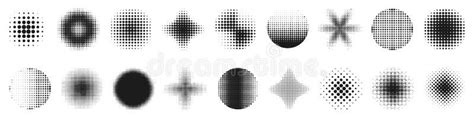 Halftone Effect Design Elements Halftone Shapes Stock Illustration