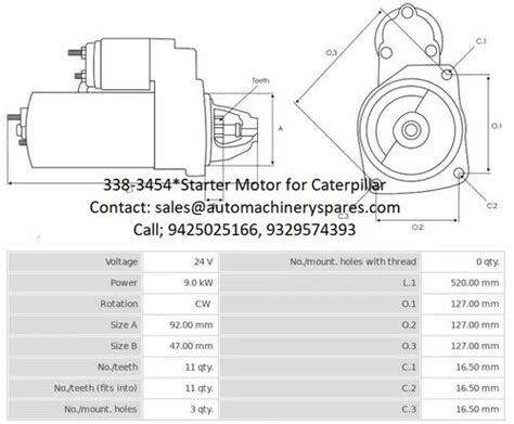 Starters Alternators Electrical Parts 338 3454 Starting Motor Gp